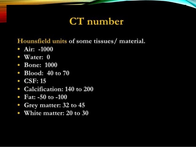 CT numbers, window width and window level