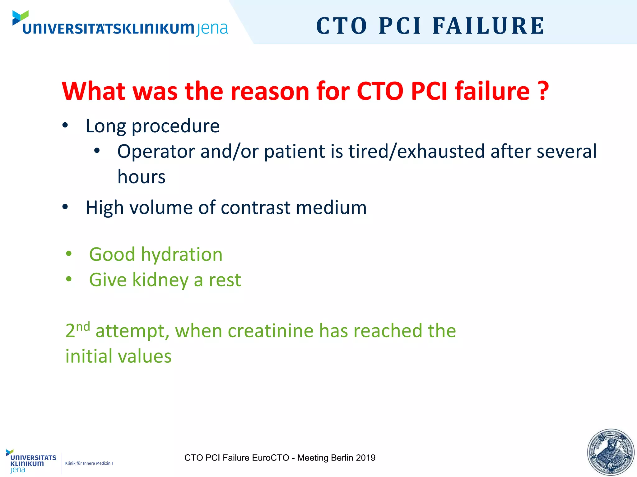 CTO PCI failure – When to try again? | PPT