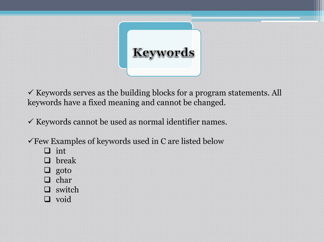 C tokens | PPTX | Programming Languages | Computing