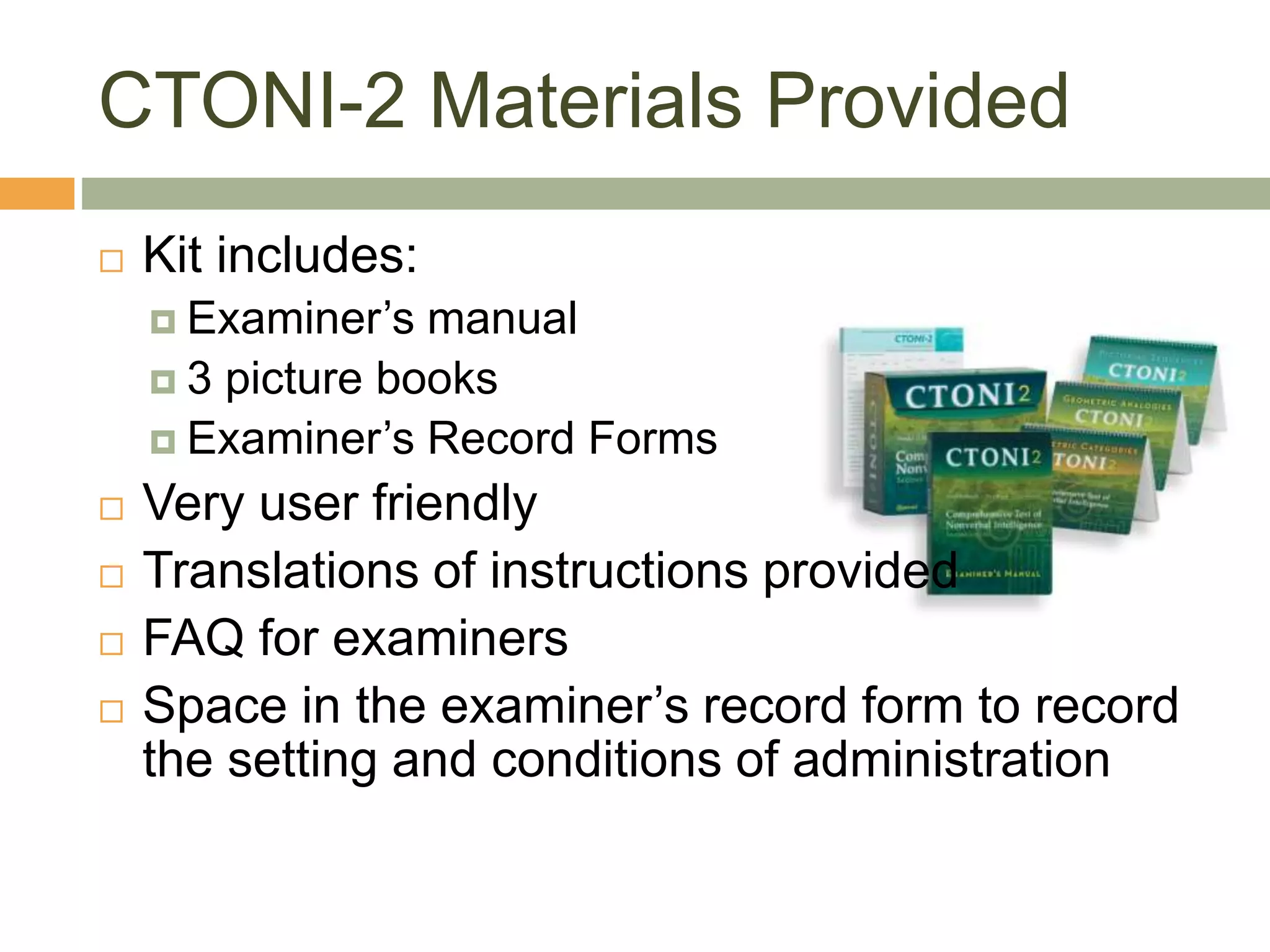 The CTONI-2: Comprehensive Tests of Nonverbal Intelligence Second ...