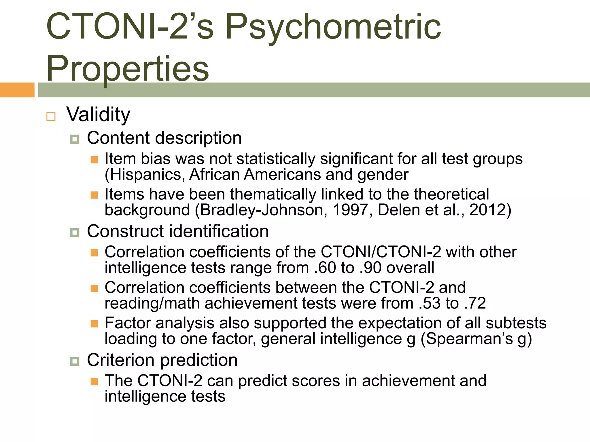 The CTONI-2: Comprehensive Tests of Nonverbal Intelligence Second ...