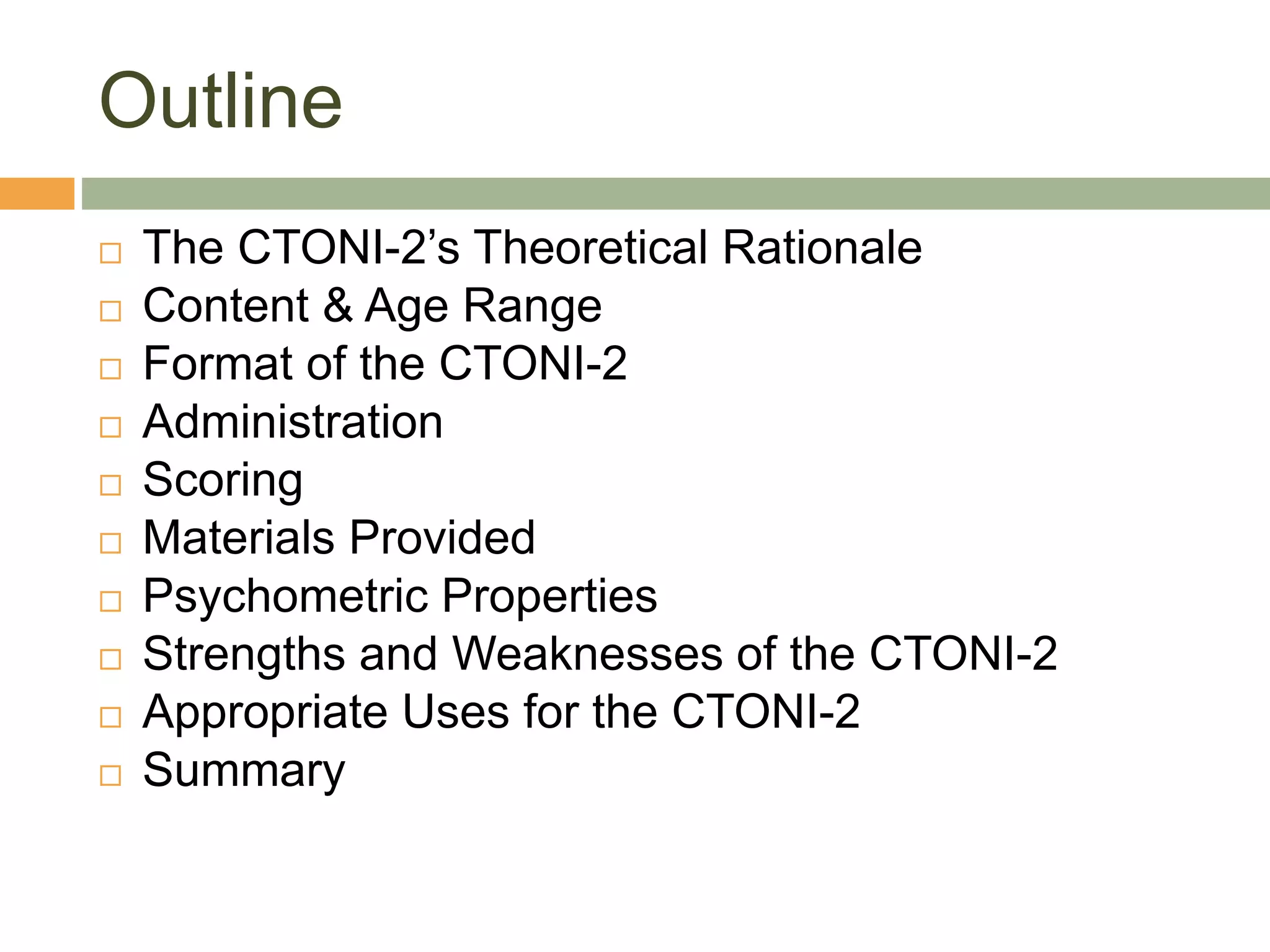 The CTONI-2: Comprehensive Tests of Nonverbal Intelligence Second ...