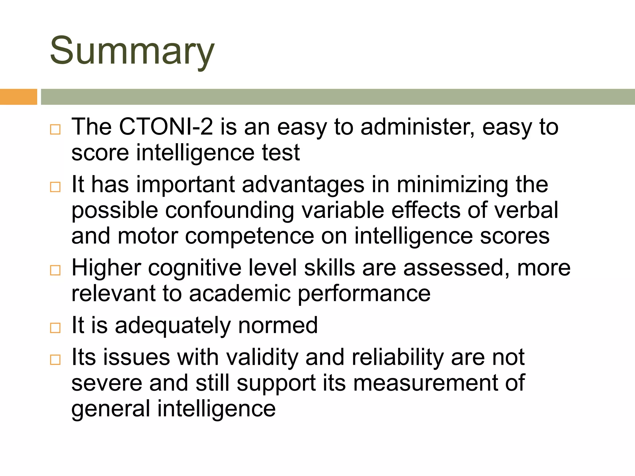 The CTONI-2: Comprehensive Tests of Nonverbal Intelligence Second ...