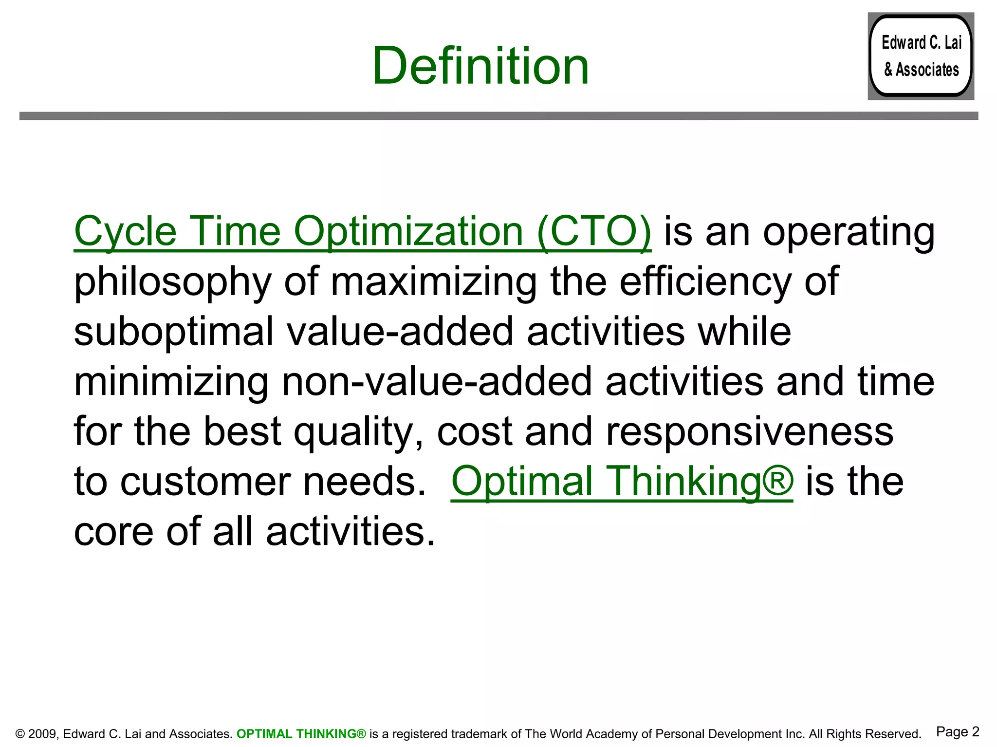 Cycle Time Optimization | PDF