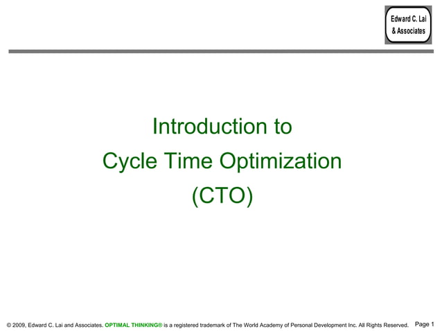 Cycle Time Optimization | PDF