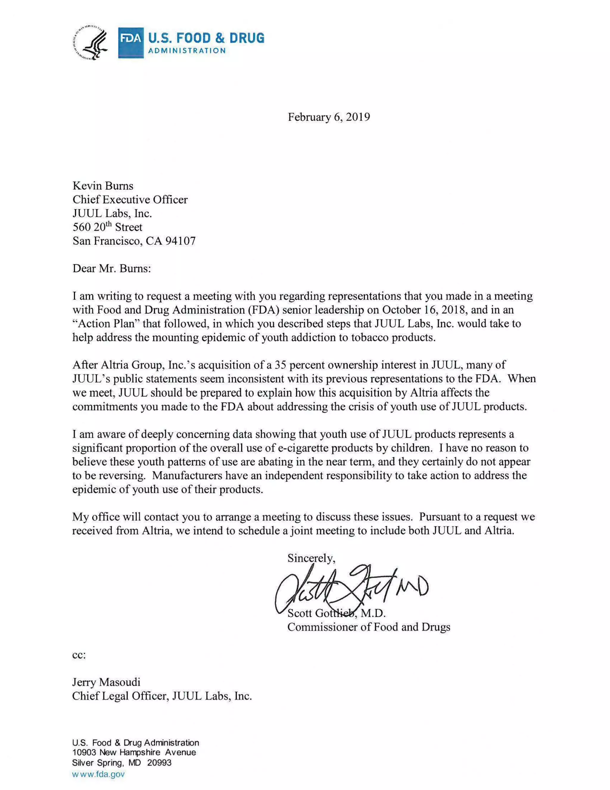 FDA Letter to Juul and Altria | PDF