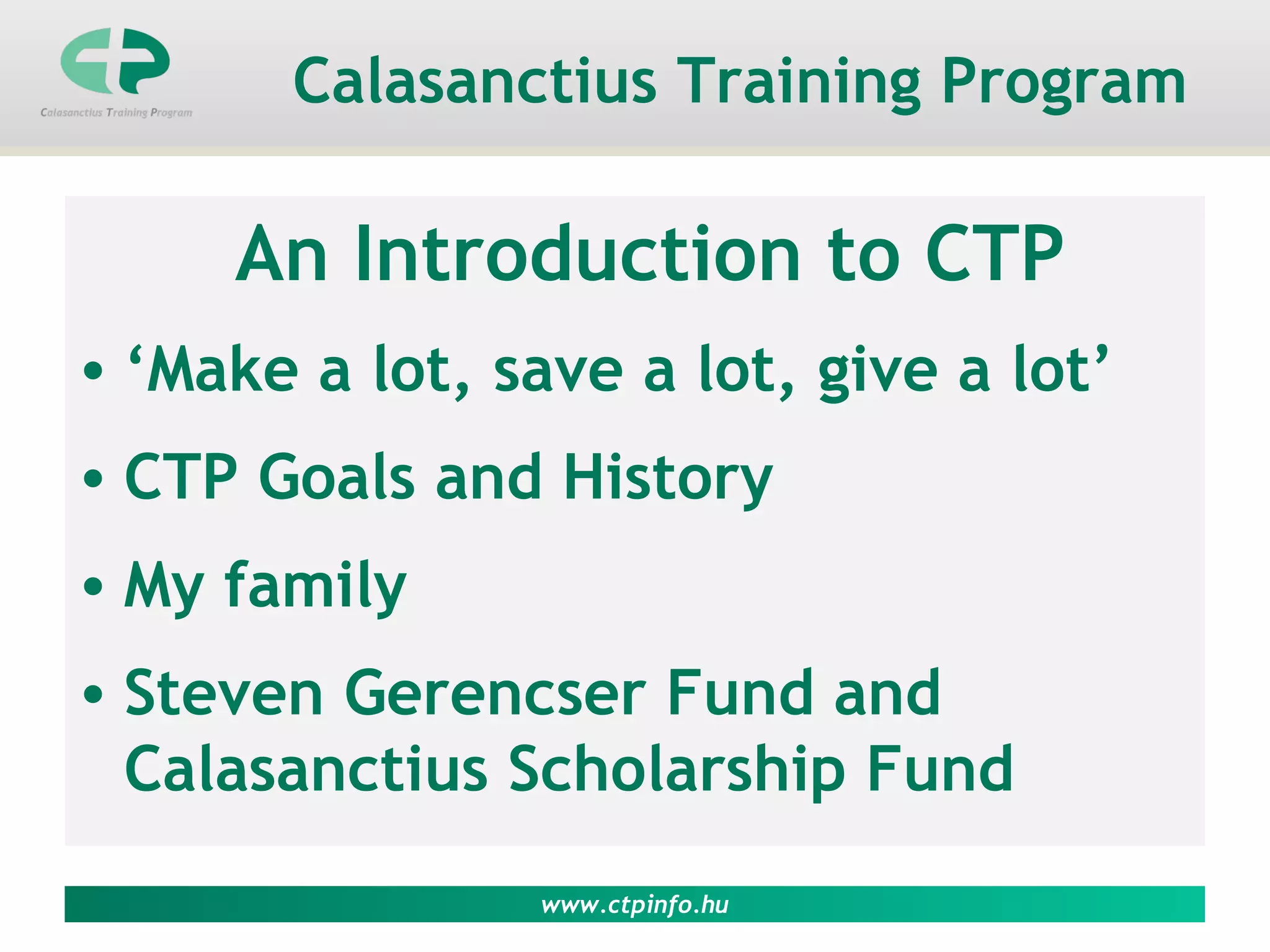 Calasanctius Training Program - Introduction | PPT