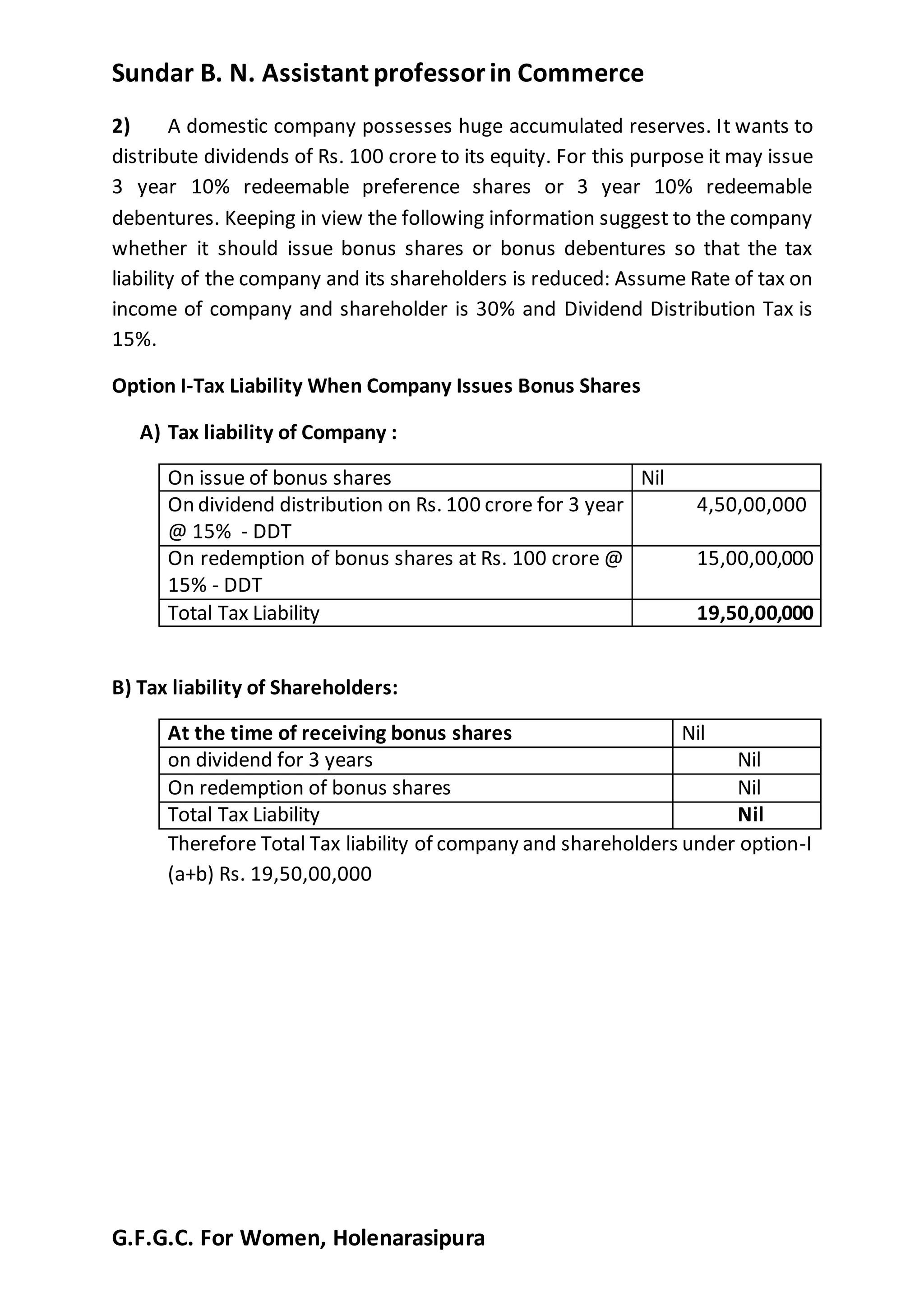 Corporate Tax Planning Practicing Problems Pdf 