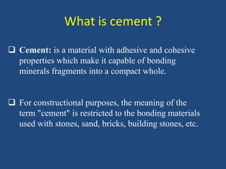 Cement manufacturing & process | PPTX