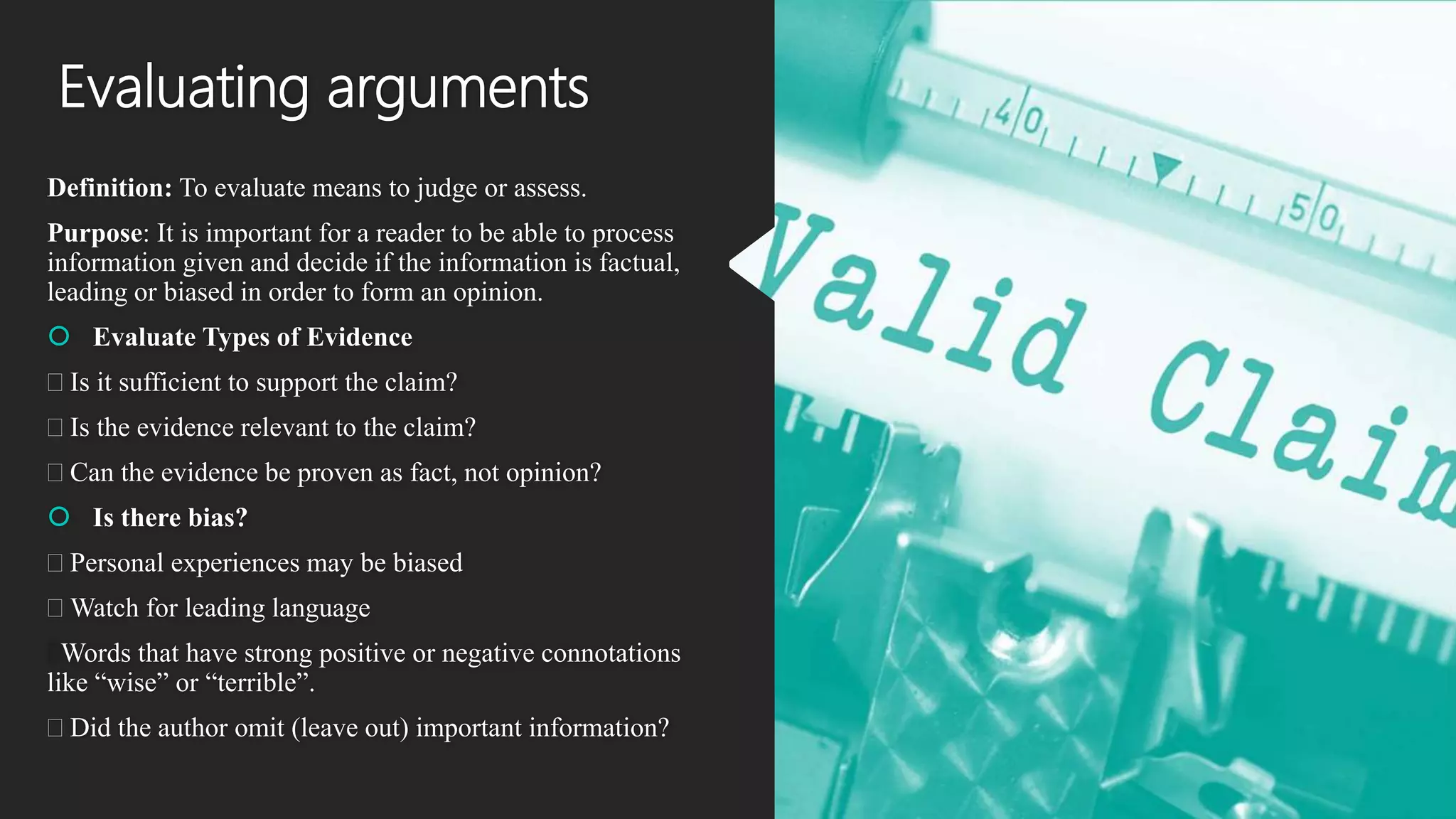 Evaluating Arguments & Truth Claims | PPTX