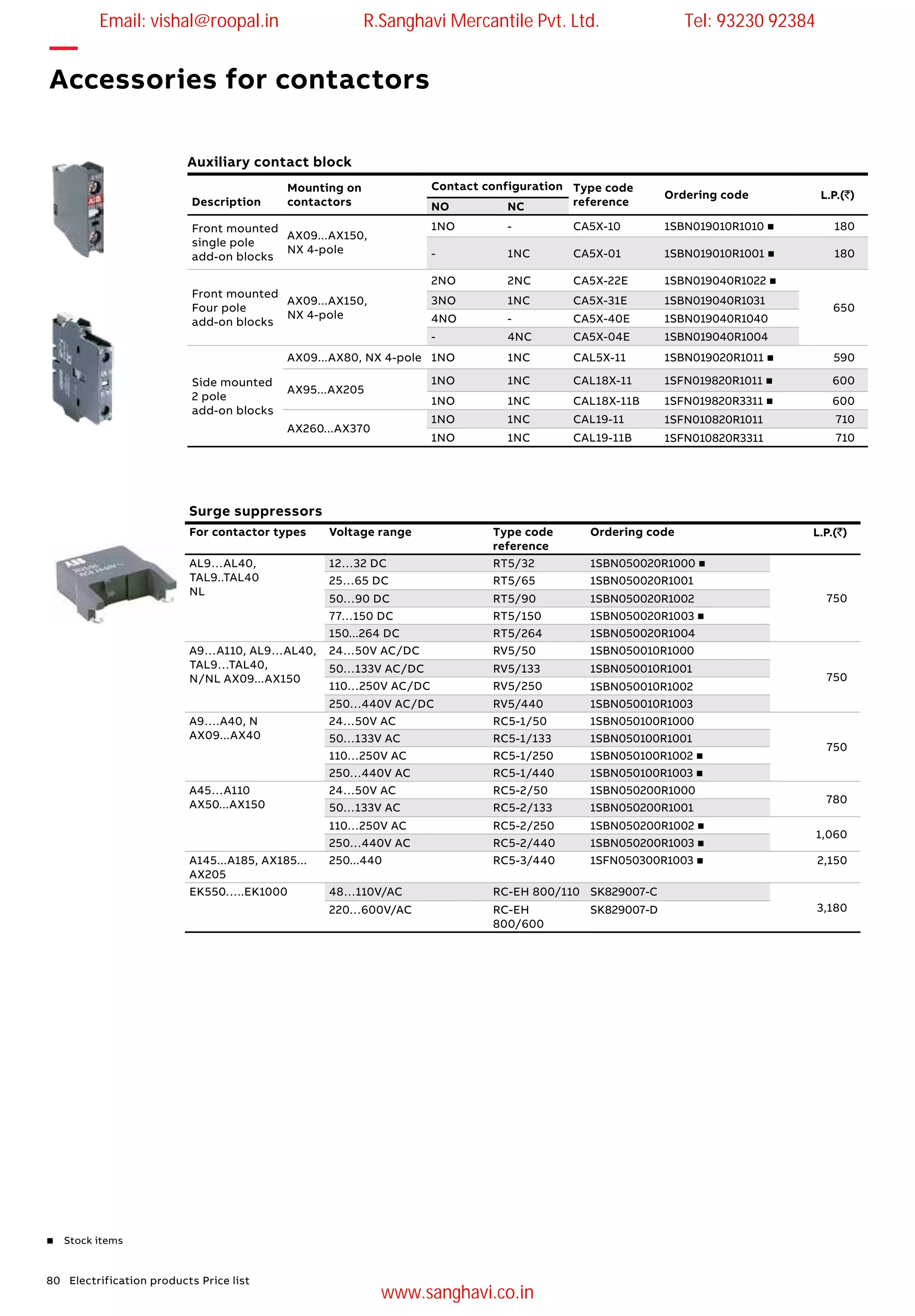 ABB Contactor Price List | PDF