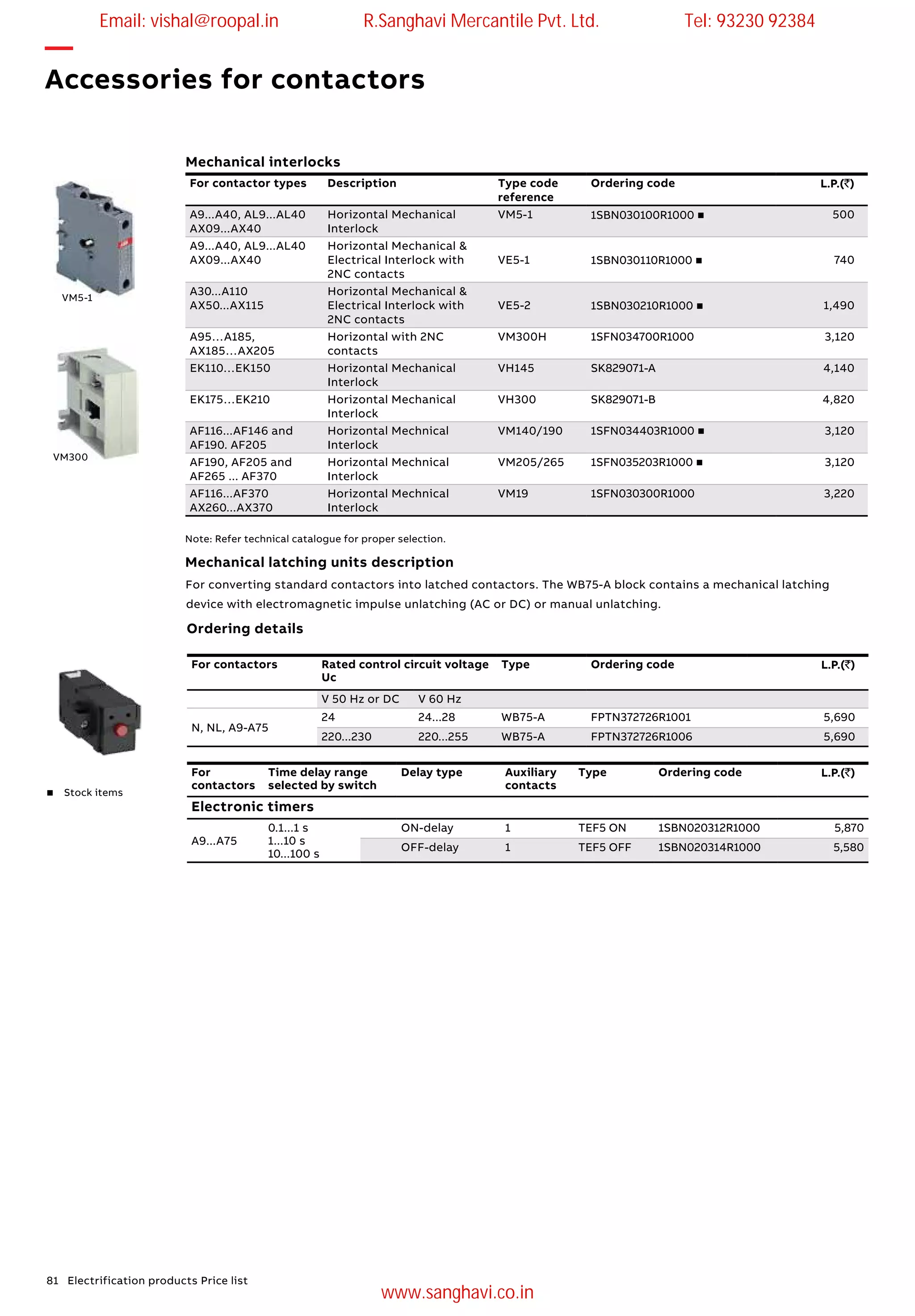 ABB Contactor Price List | PDF