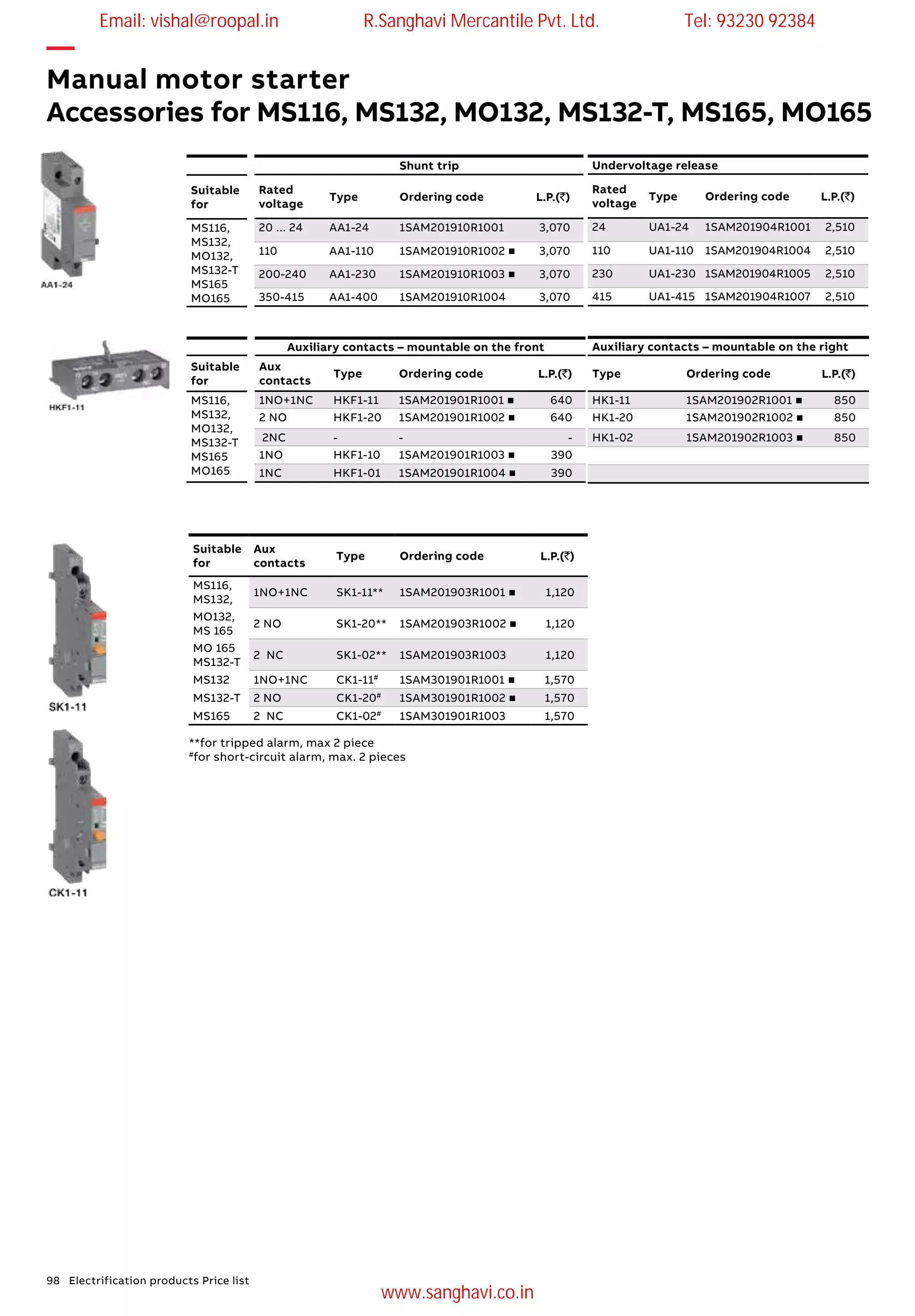 ABB Contactor Price List | PDF