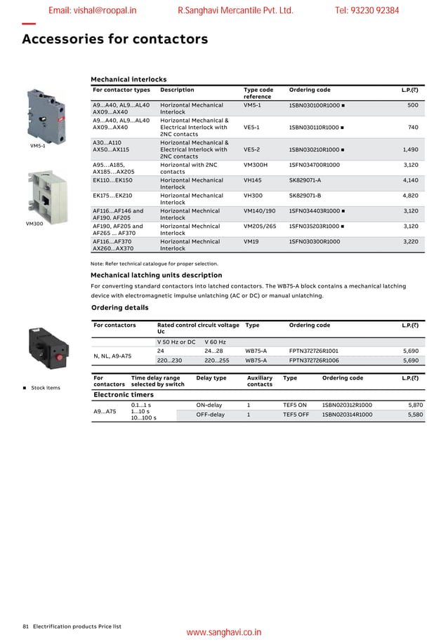 ABB Contactor Price List | PDF