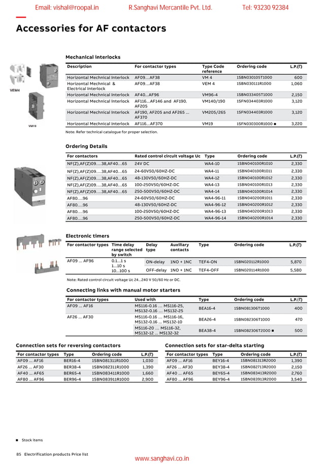 ABB Contactor Price List | PDF