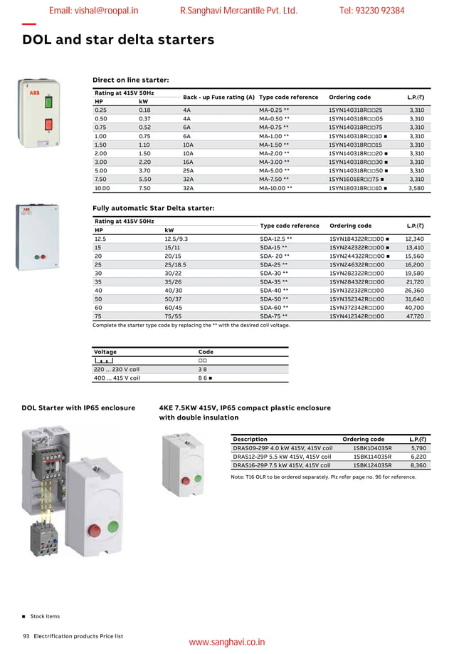 ABB Contactor Price List | PDF