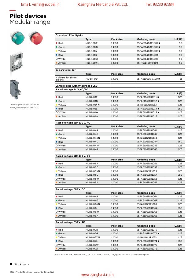 ABB Contactor Price List