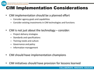 CIM – 21st Century Tools, Technologies and Processes for Infrastructure ...