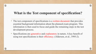 The Components of Test Specifications | PPT