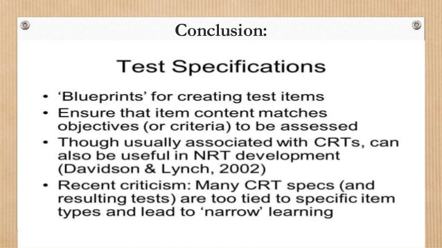 The Components of Test Specifications