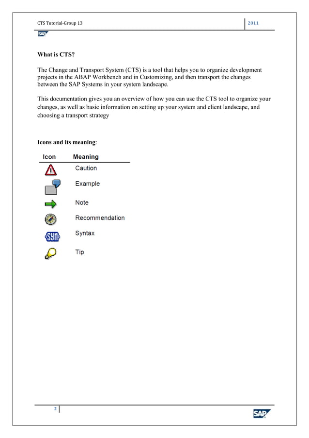 Change and Transport System (CTS) in SAP | DOCX | Operating Systems ...