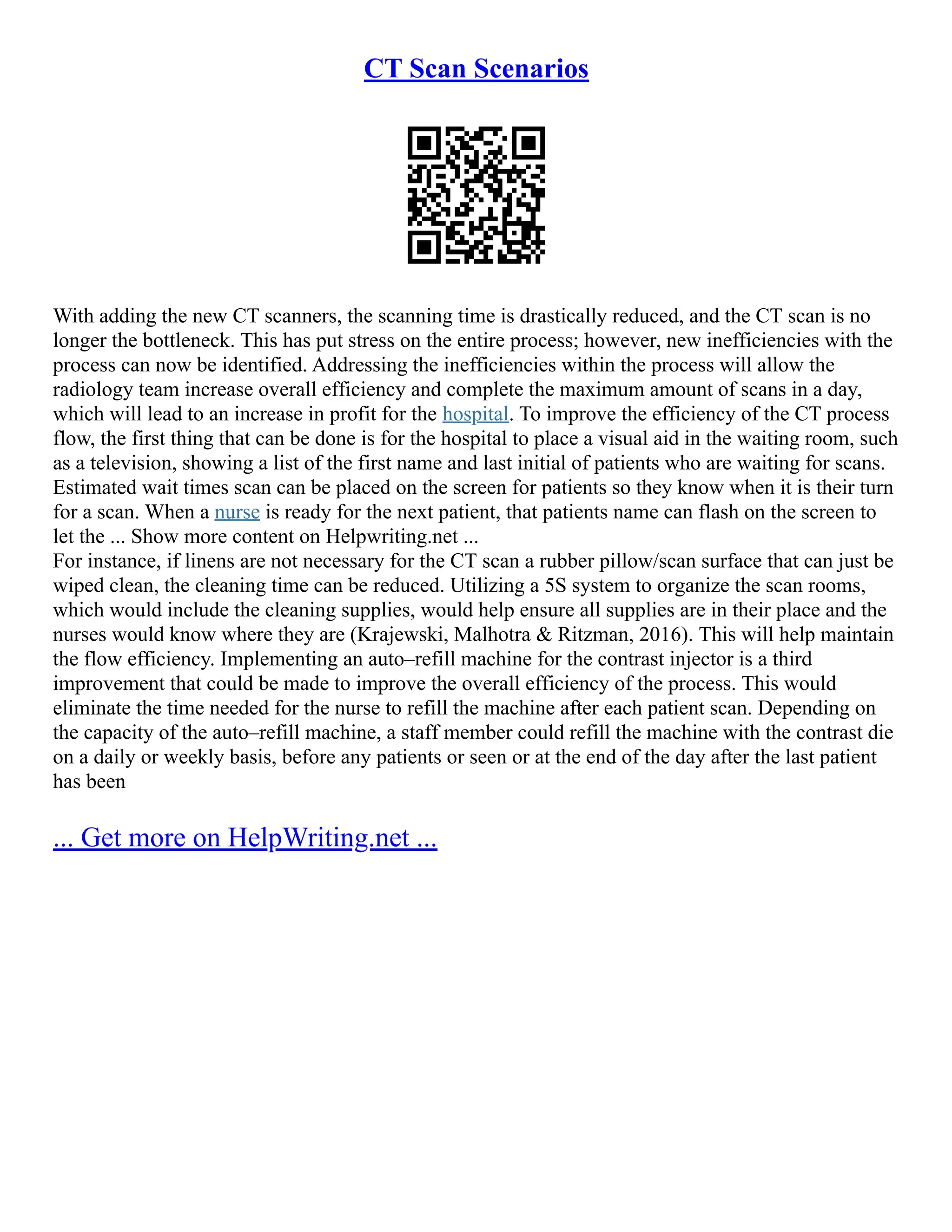 CT Scan Scenarios | PDF