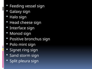 CT SIGNS IN CHESt for pulmonary medicine | PPTX