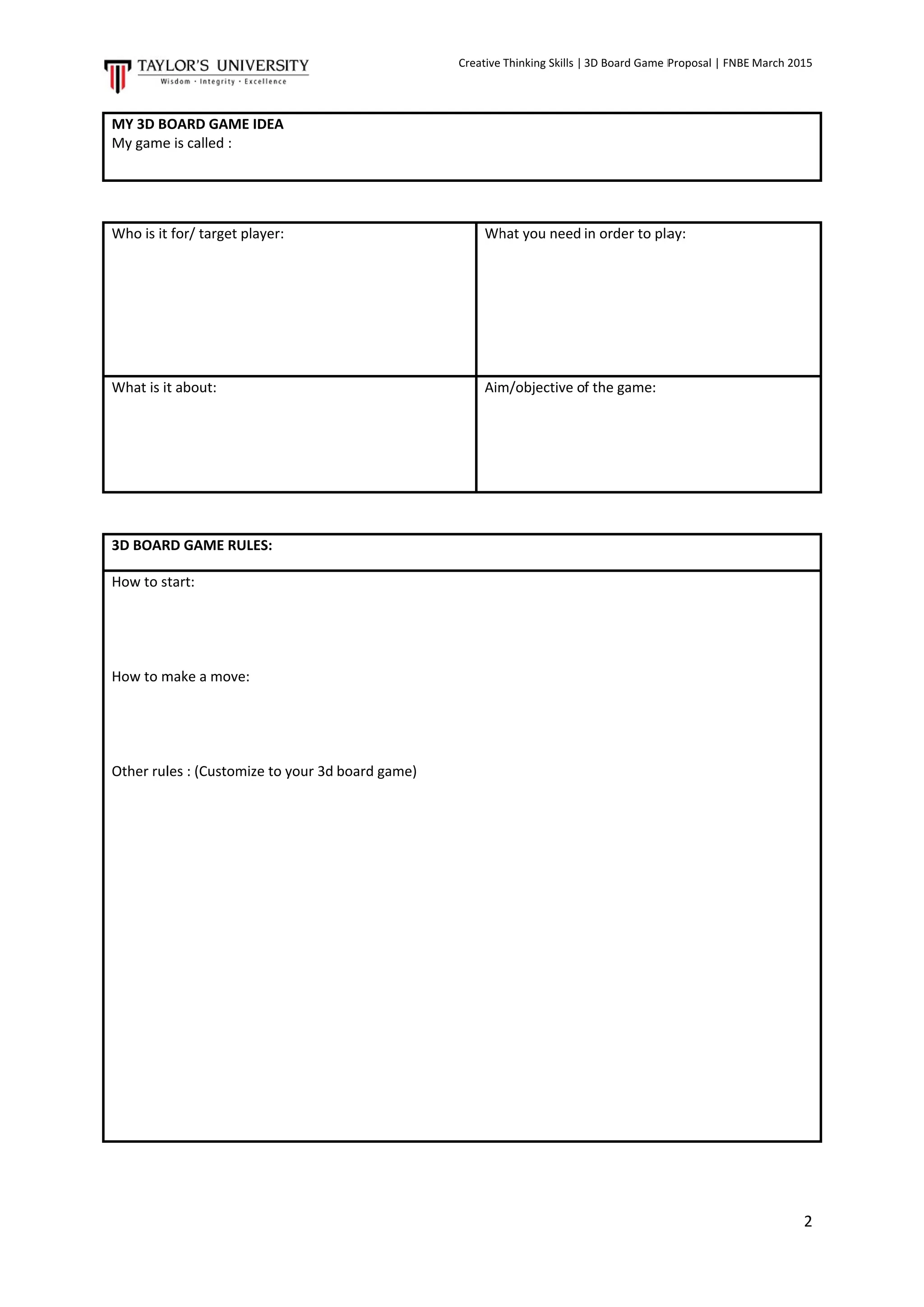 Cts individual board game proposal template march 2015 | PDF