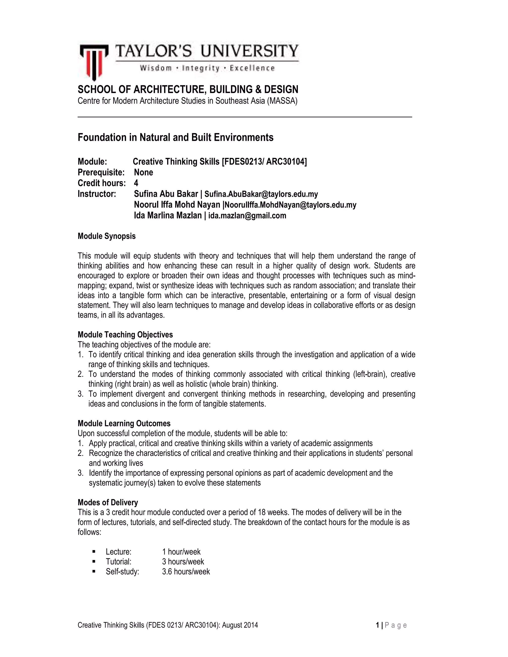 CTS Module Outline Aug 2014 | PDF