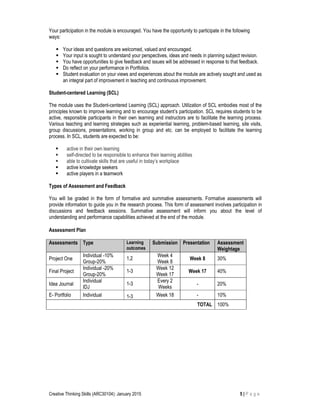 Creative Thinking Skills Module Outline | PDF