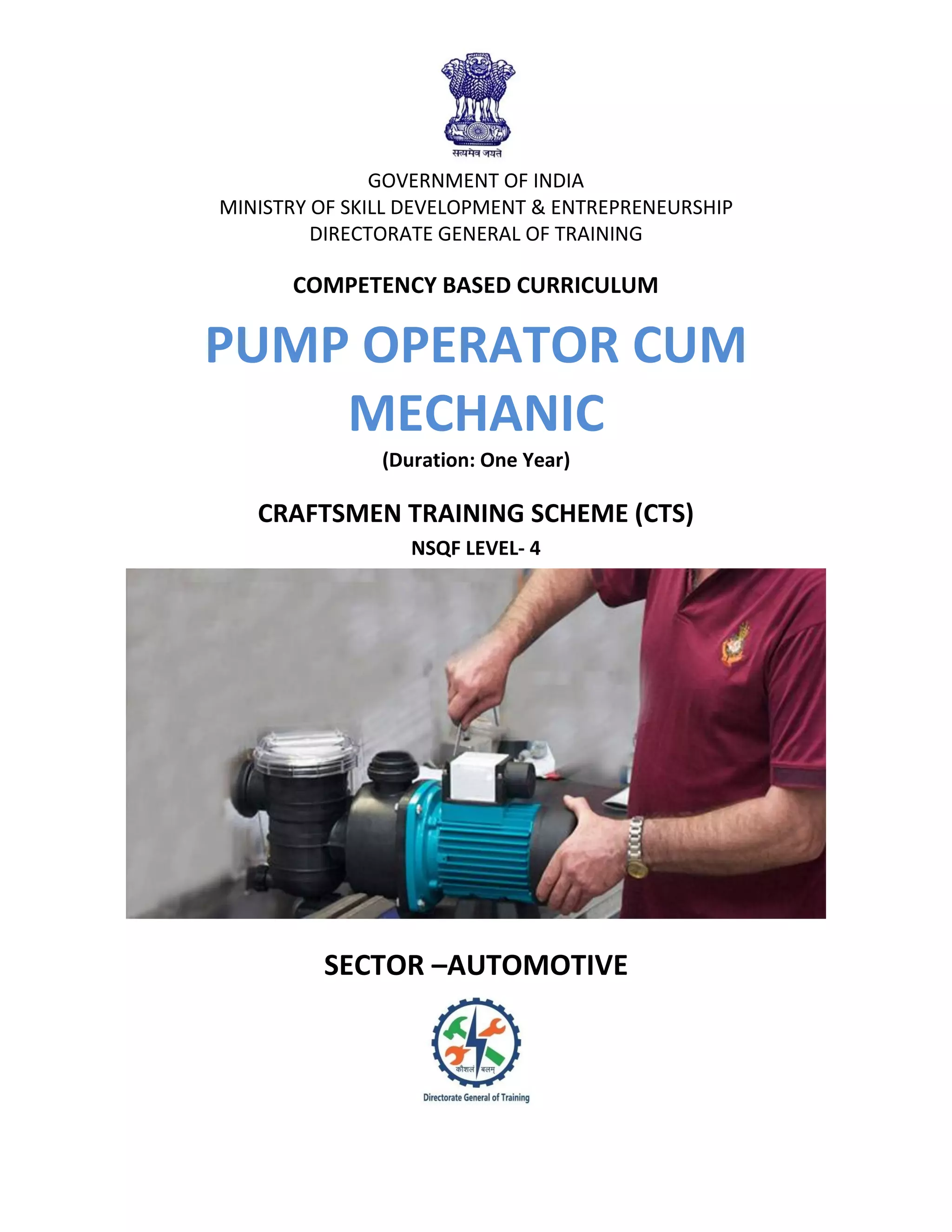 Cts pump operator cum mechanic | PDF