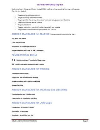 Ct state standards ela anchor standards overview | PDF