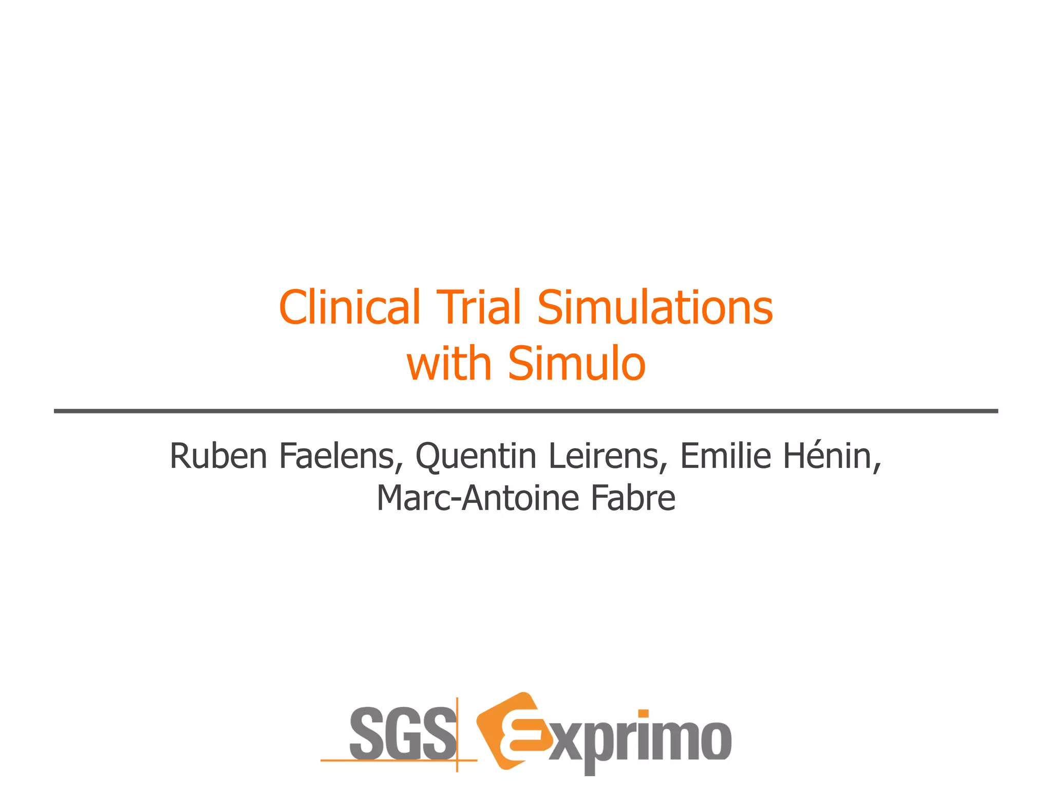 Clinical Trial Simulation training with simulo 20161124 | PDF