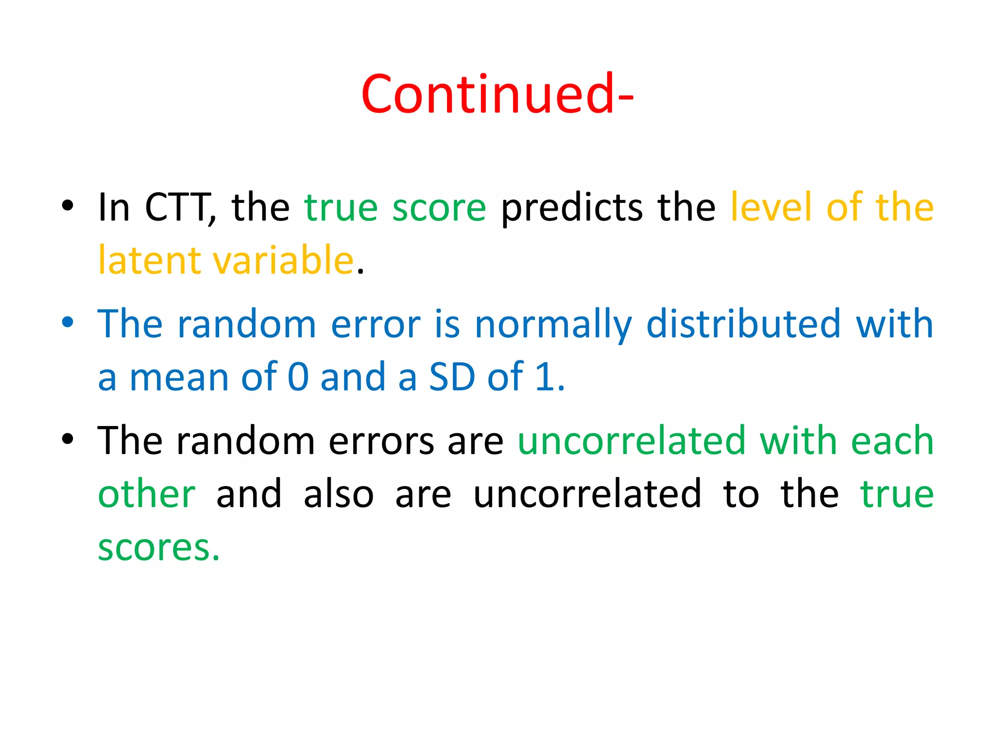 Classical Test Theory (CTT)- By Dr. Jai Singh | PPTX