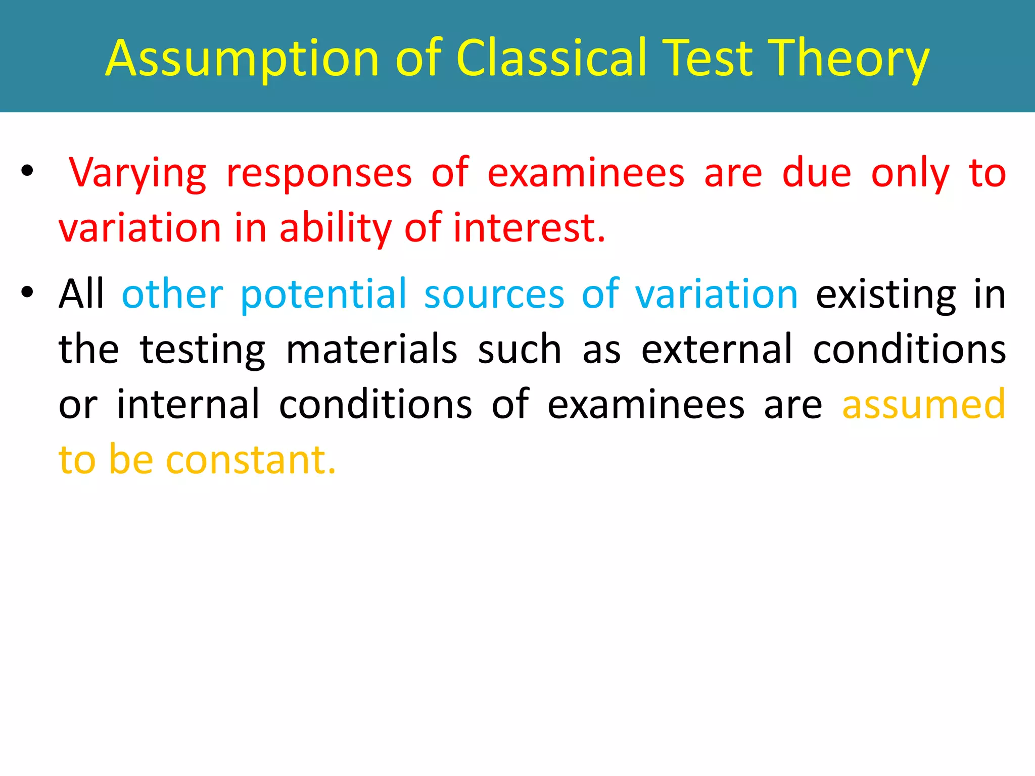 Classical Test Theory (CTT)- By Dr. Jai Singh | PPTX