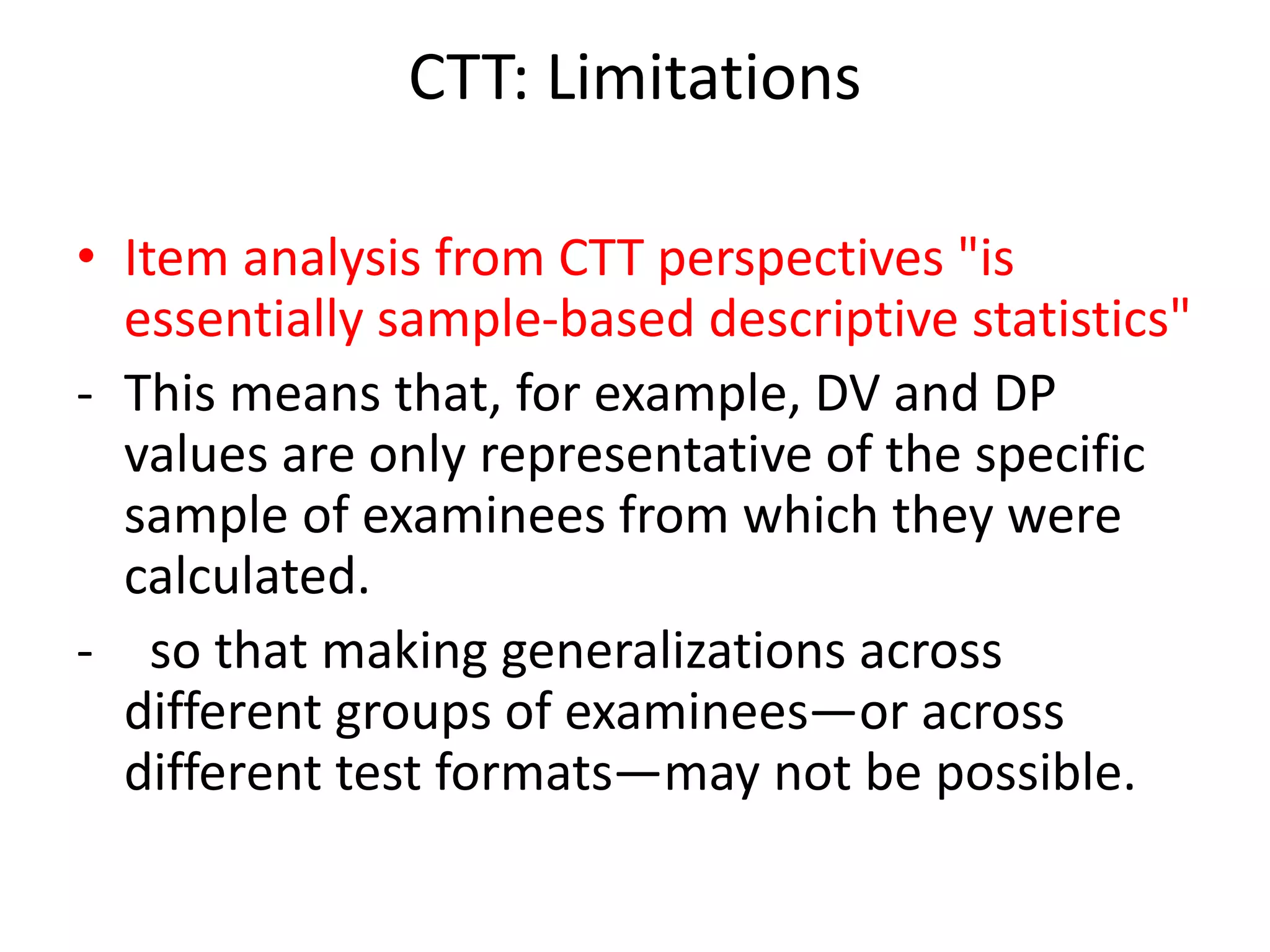 Classical Test Theory (CTT)- By Dr. Jai Singh | PPTX