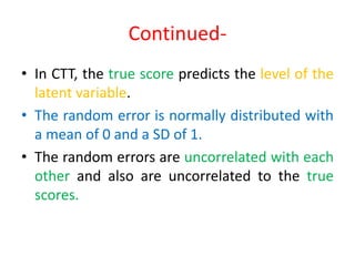 Classical Test Theory (CTT)- By Dr. Jai Singh | PPTX