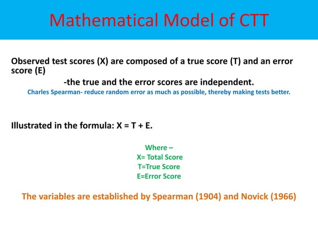 Classical Test Theory (CTT)- By Dr. Jai Singh | PPTX | Standardized ...
