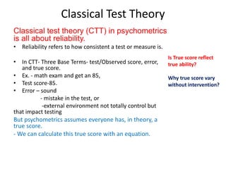 Classical Test Theory (CTT)- By Dr. Jai Singh | PPTX