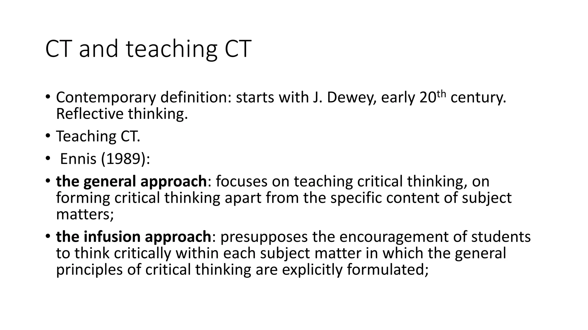 The transfer and transferability of critical thinking skills | PPTX