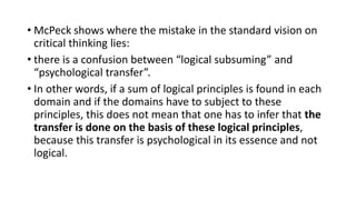 The transfer and transferability of critical thinking skills | PPTX