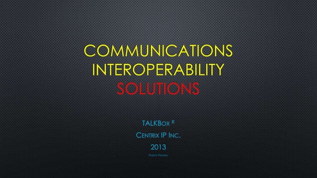 Communications Interoperability - Centrix IP Talkbox - English Language ...