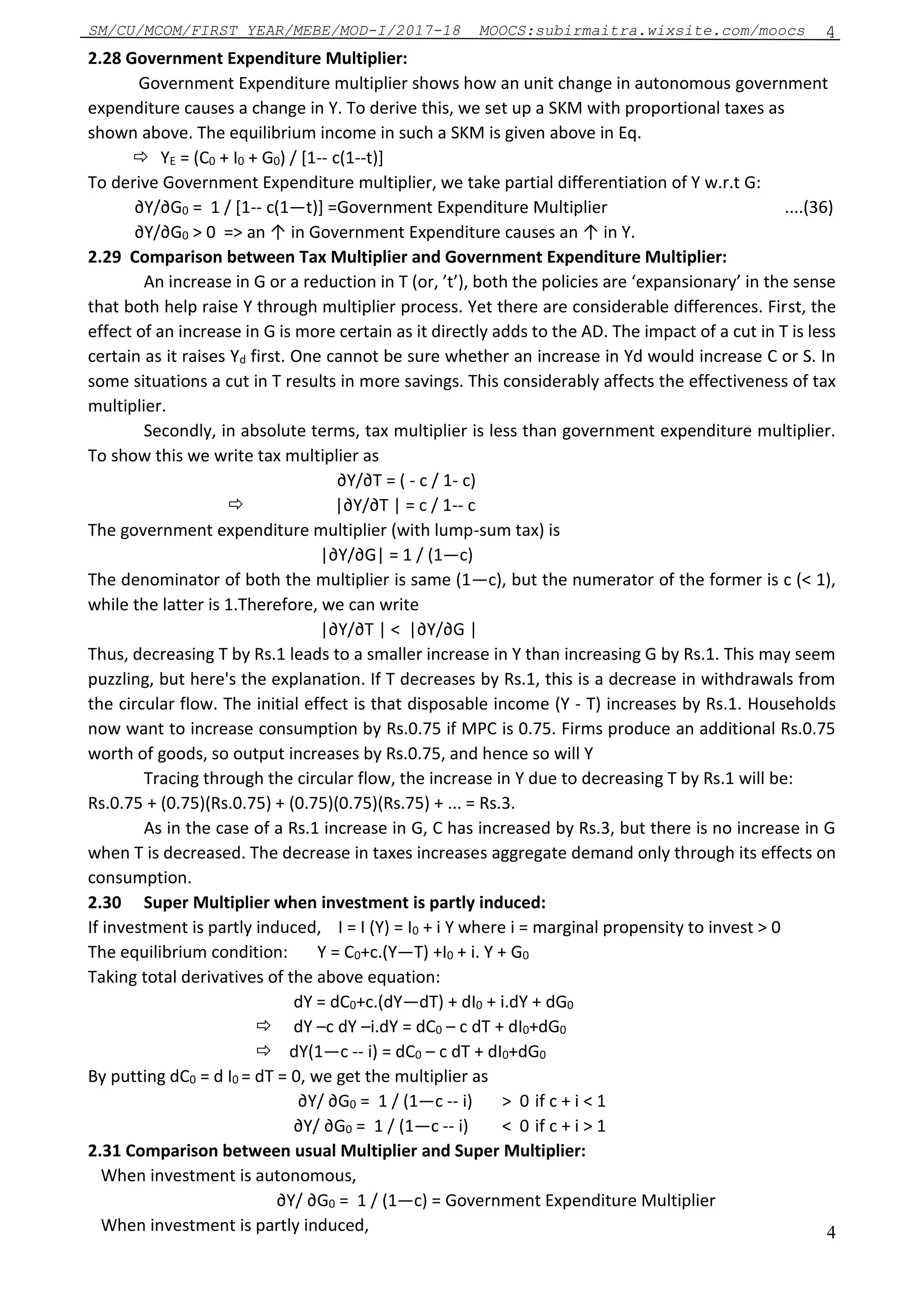 Multiplier Theory-Keynesian Approach-Lecture-3 | PDF