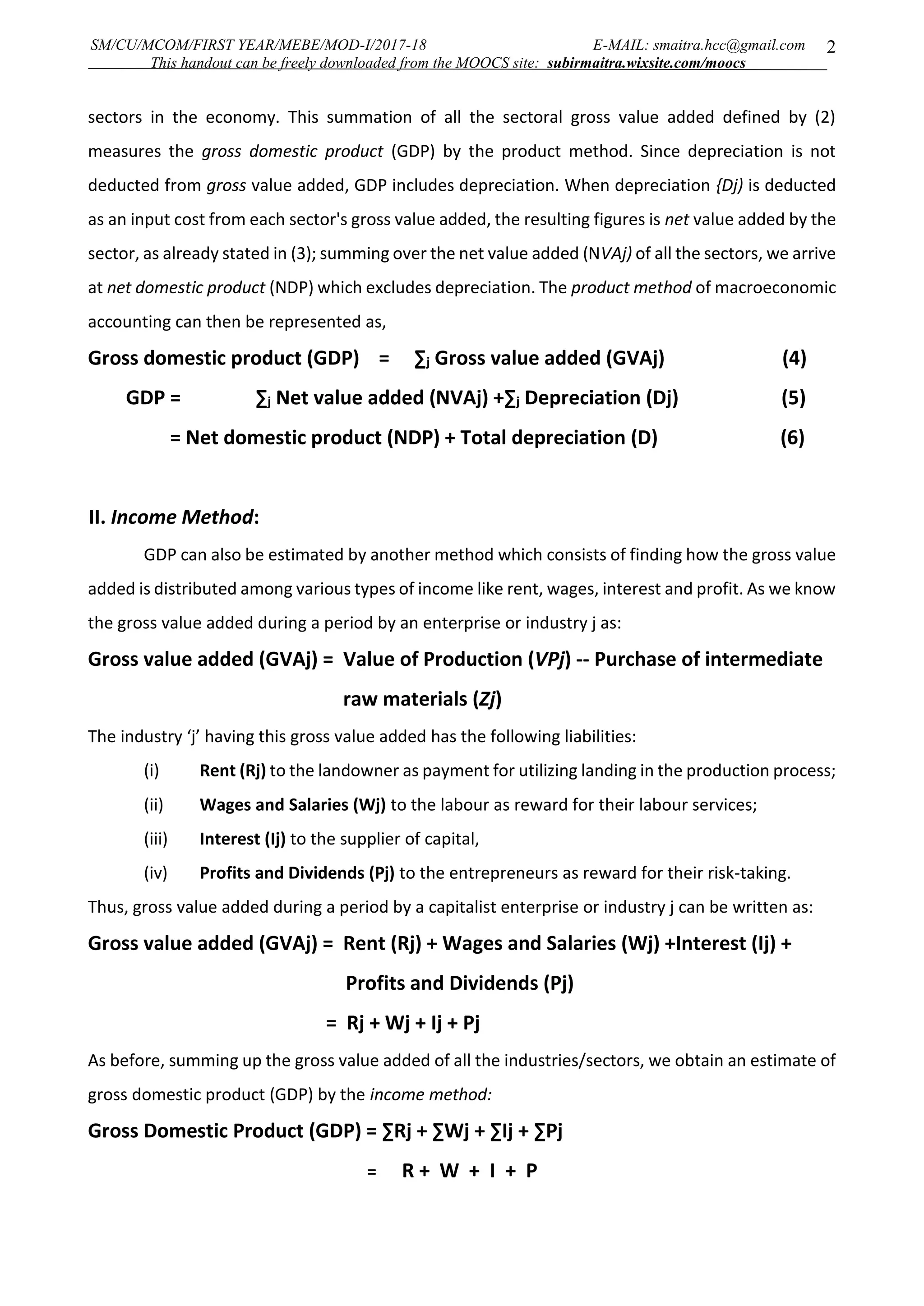 CU M Com-MEBE-MOD-I-National Income Accounting-Lecture-2 | PDF