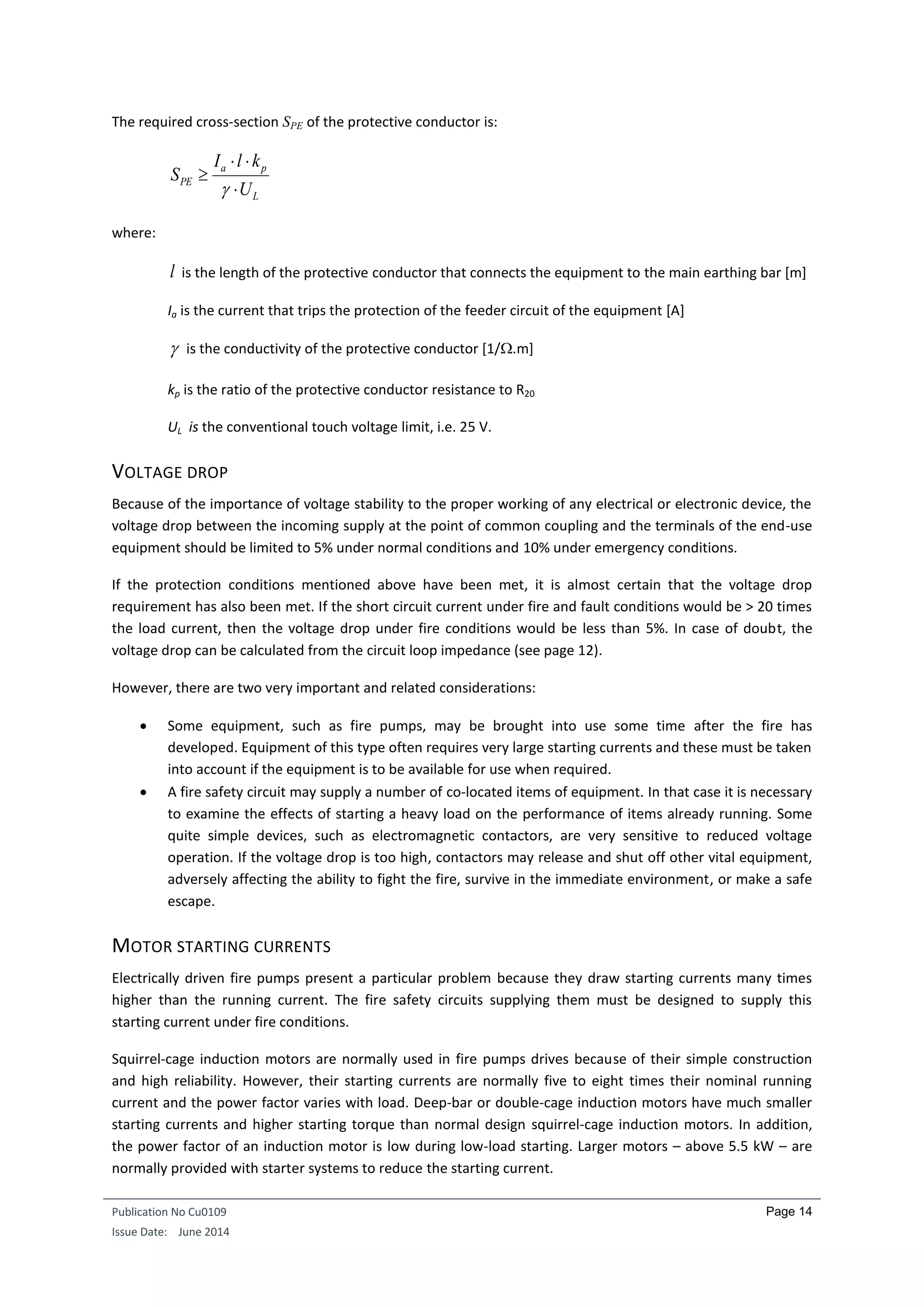 Fire safety cables - Selection and sizing of conductors supplying ...