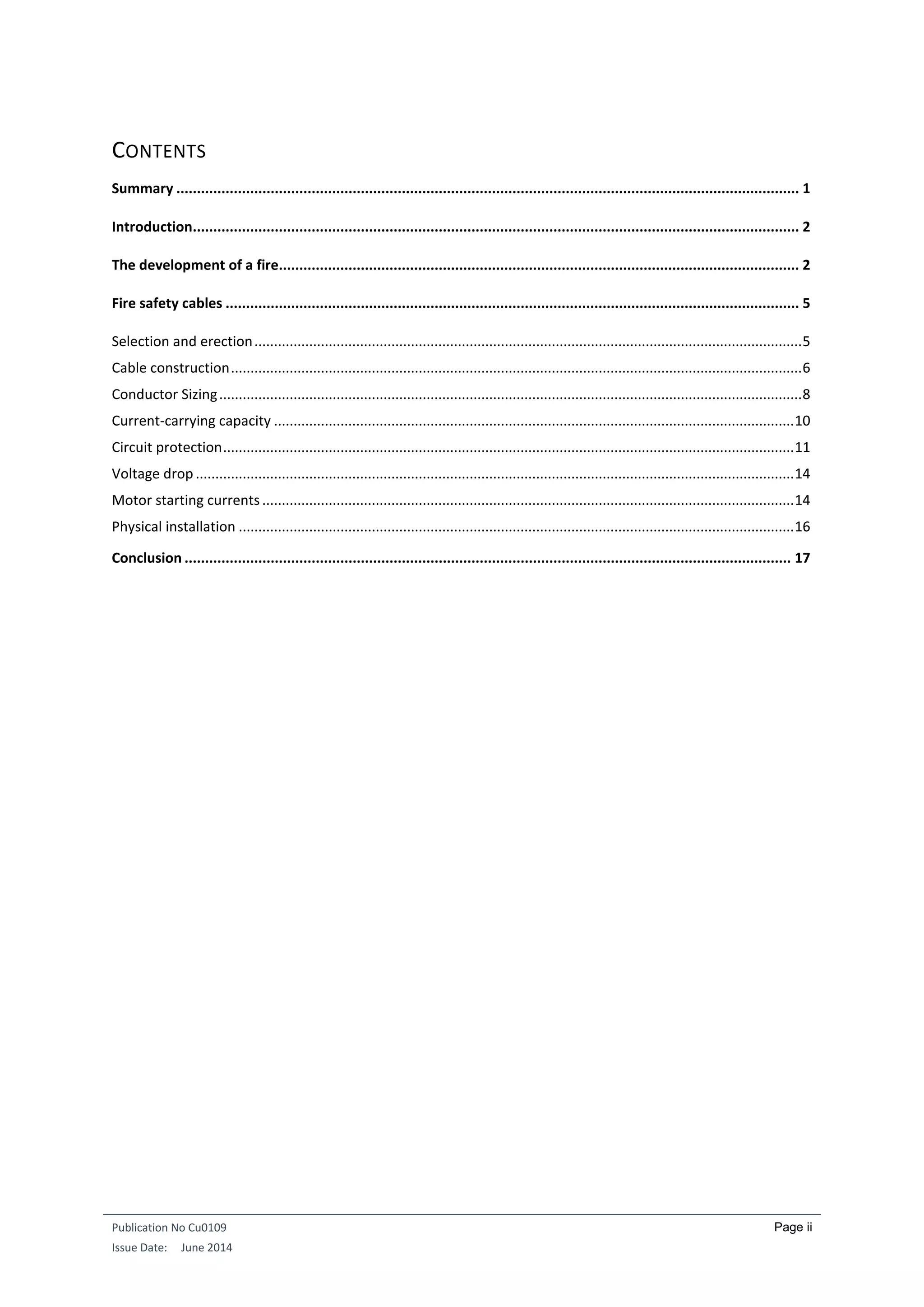 Fire safety cables - Selection and sizing of conductors supplying ...