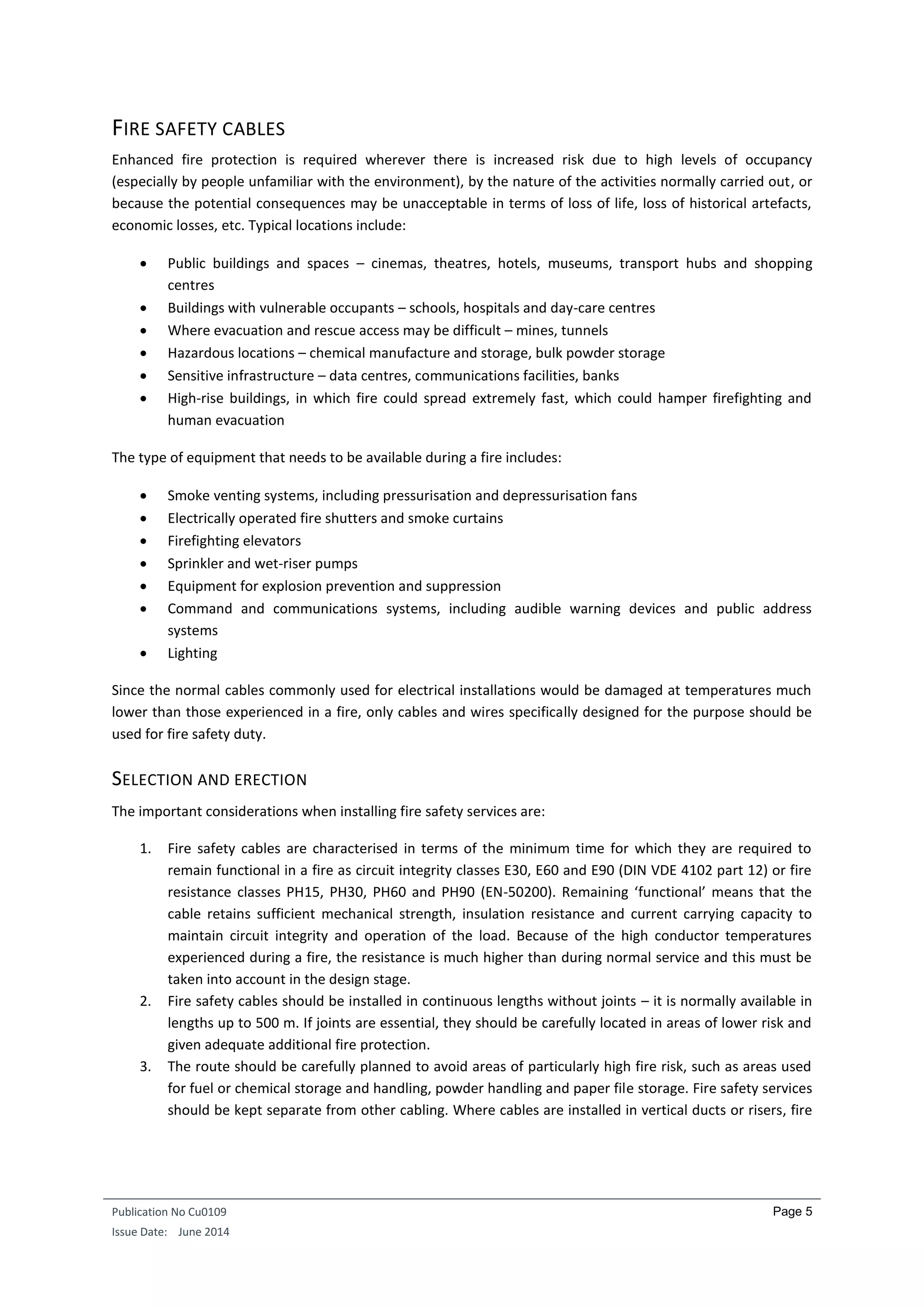 Fire safety cables - Selection and sizing of conductors supplying ...
