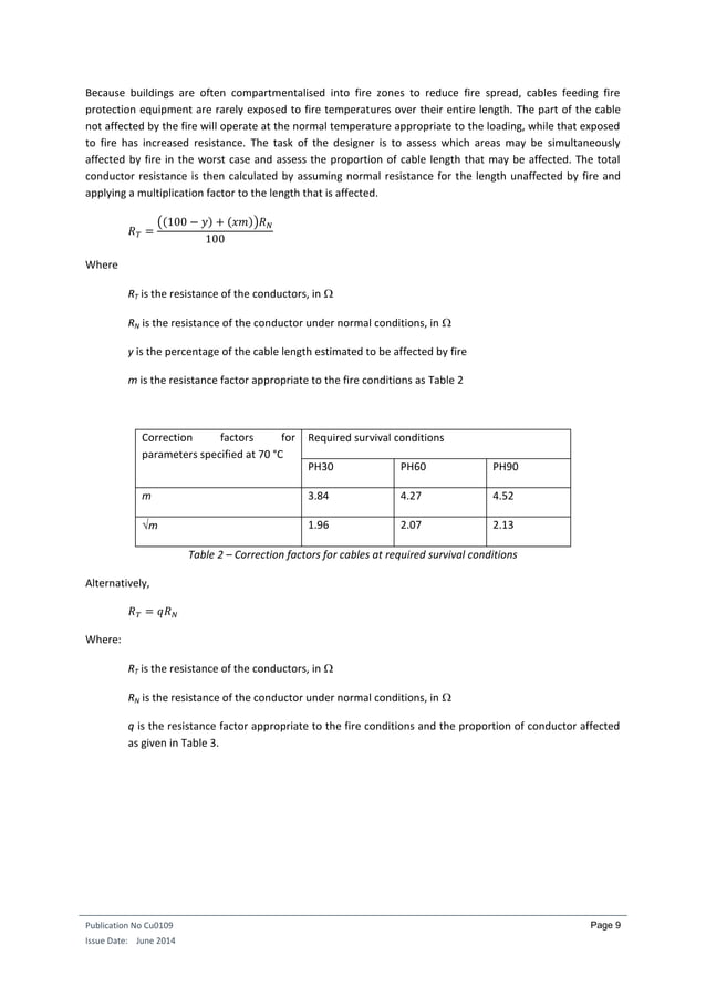 Fire safety cables - Selection and sizing of conductors supplying ...