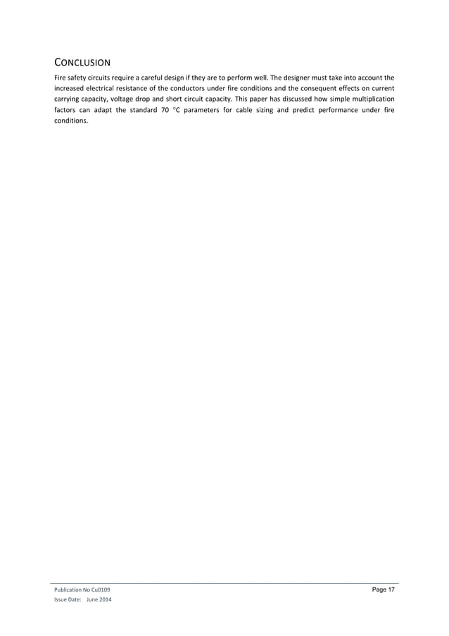 Fire safety cables - Selection and sizing of conductors supplying ...