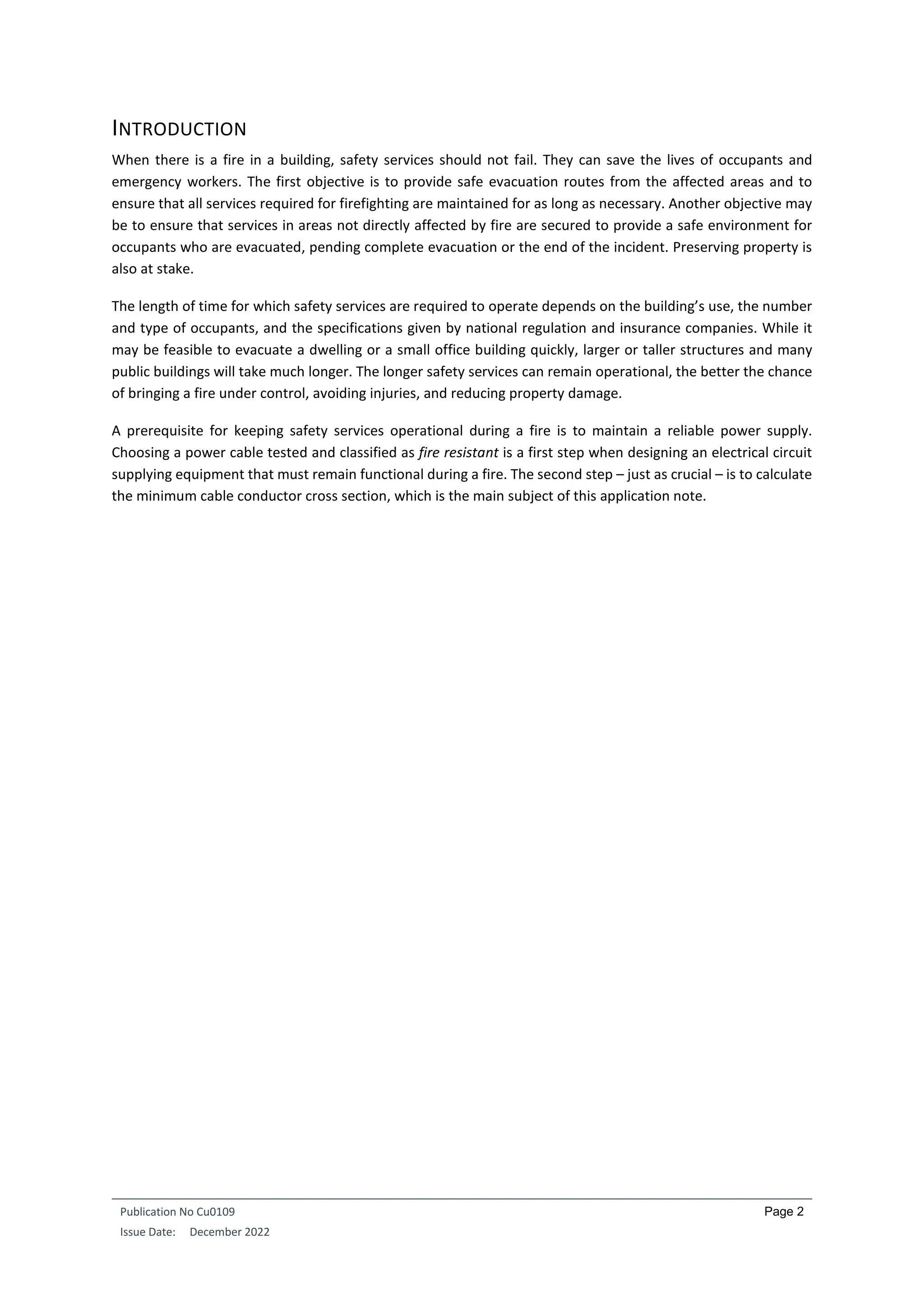 Fire-Resistant Cable Sizing of conductors supplying electrical ...